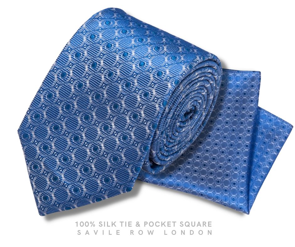 BRIGHT BLUE SILK TIE & POCKET SQUARE – Savile Row Clothing London