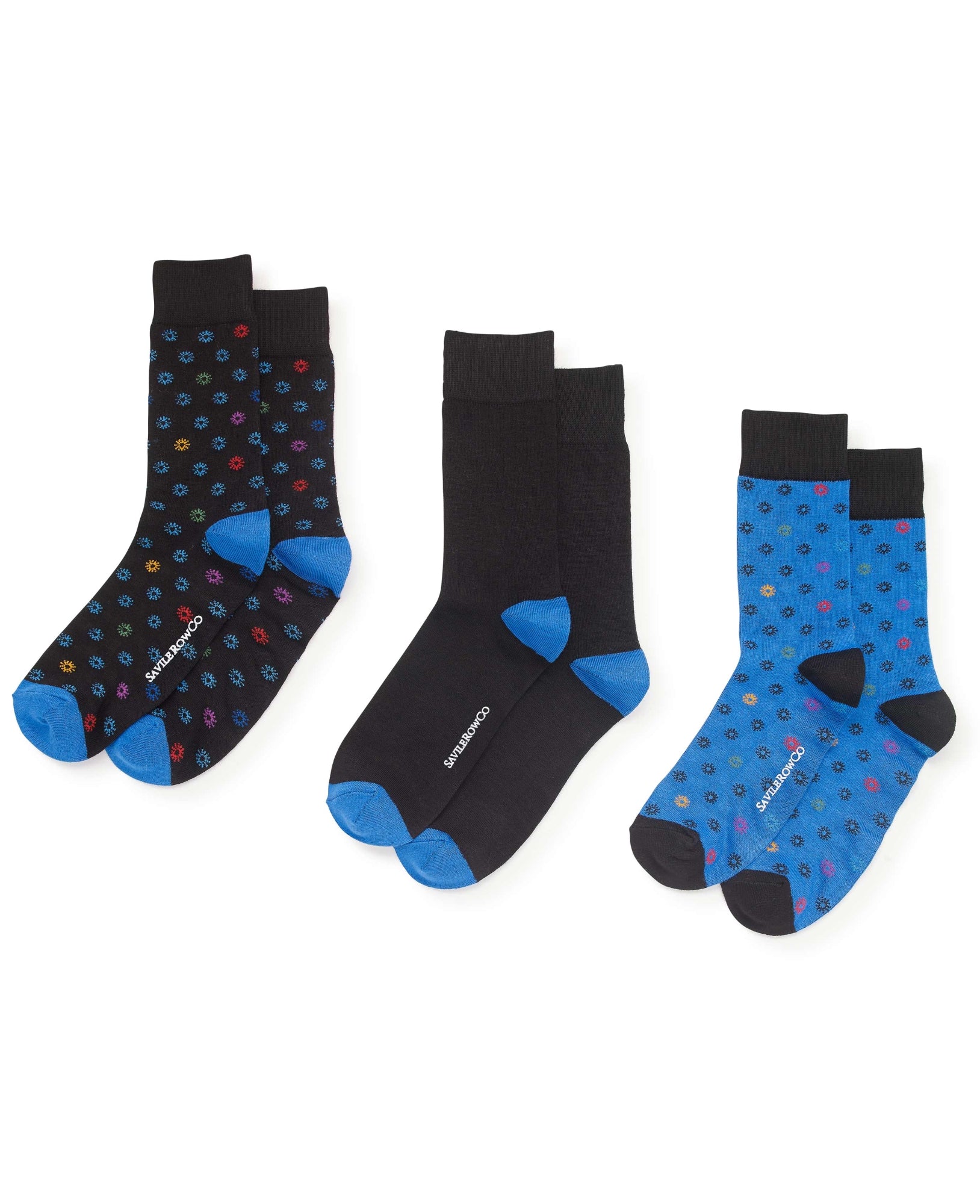 BLACK BLUE DESIGN AND PLAIN 3 PACK SOCK – Savile Row Clothing London
