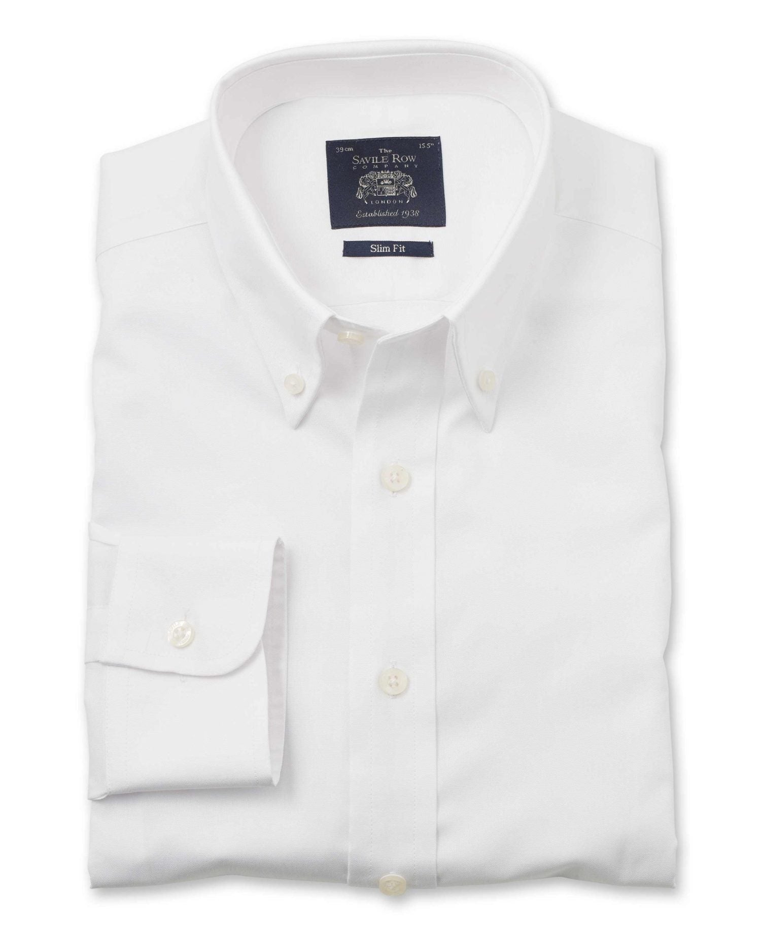 WHITE PINPOINT OXFORD SLIM FIT SHIRT – SINGLE CUFF – Savile Row ...