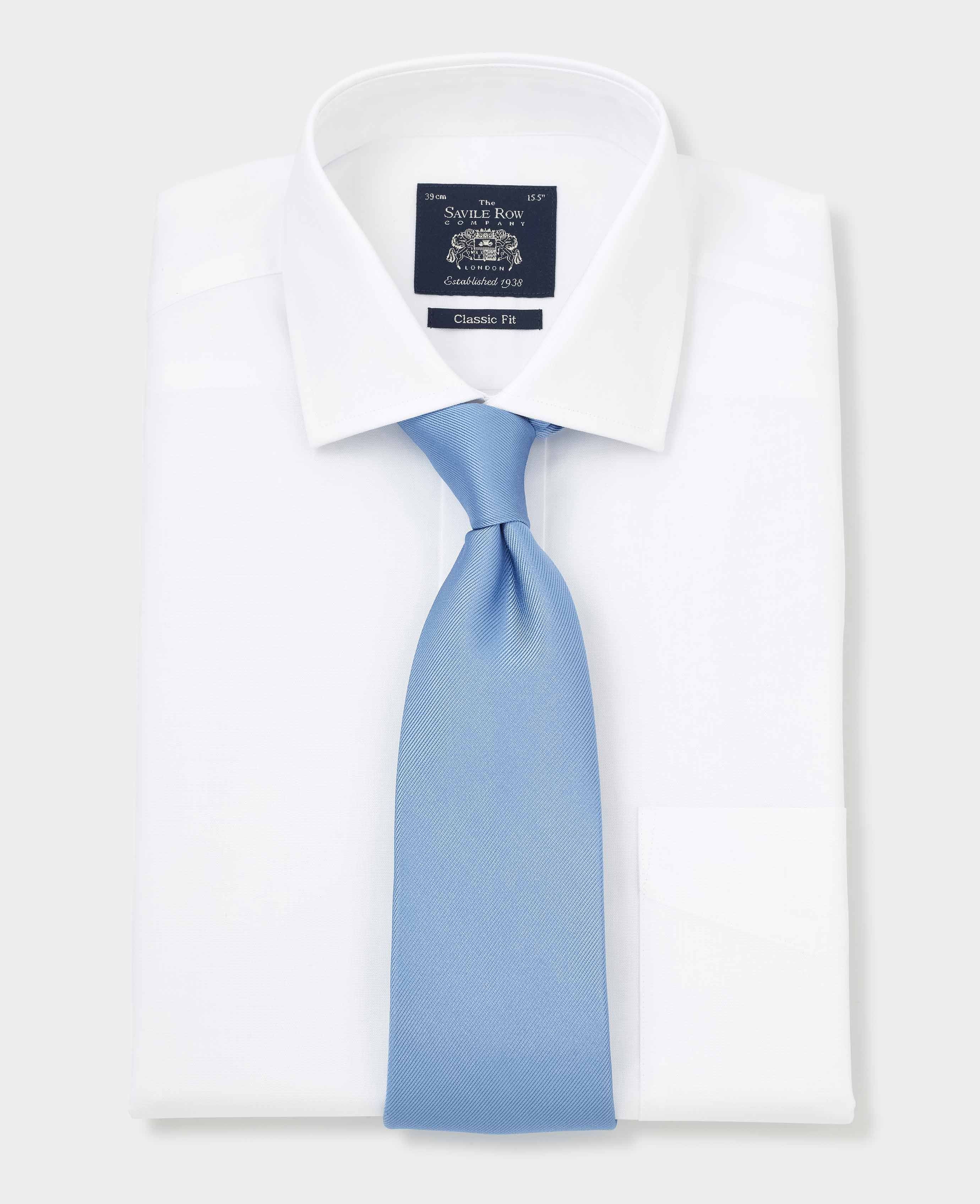 WHITE PINPOINT CLASSIC FIT SHIRT - SINGLE CUFF – Savile Row Clothing London